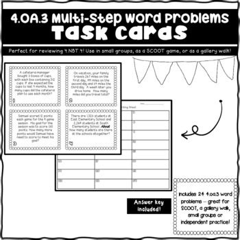 OA Multi Step Word Problems Task Cards By Katherine Dellinger