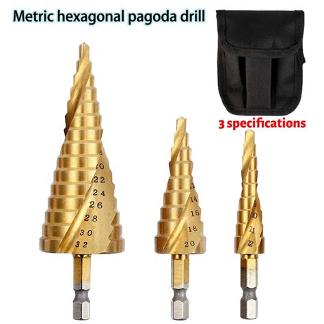 Hss 스트레이트 플루트 스텝 비트 티타늄 코팅 목재 금속 구멍 커터 코어 드릴 세트 3 12mm 4 12mm 4 20mm 3 팩 Aliexpress