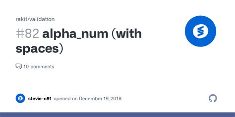 alpha num with spaces · issue 82 · rakit validation · github