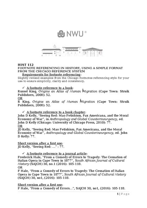Referencing Footnotes Examples In Chicago Easy Format 1 Hist 112 Footnote Referencing In