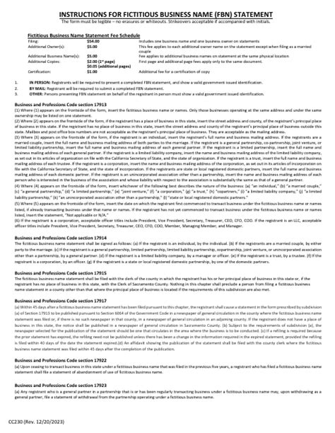 Fictitious Business Name Statement Templates Pdf Download Fill And