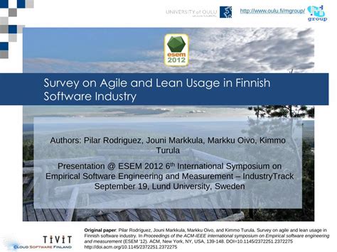PDF Survey On Agile And Lean Usage In Finnish Software Industrypdfs Semanticscholar Org D0e5