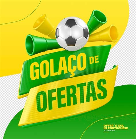 마케팅 캠페인을 위한 3d 렌더링에서 축구 경기 브라질에 대한 상 레이블 프리미엄 Psd 파일