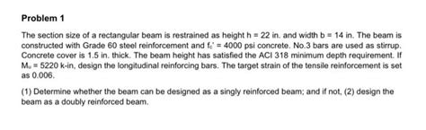 Solved Problem The Section Size Of A Rectangular Beam Is Chegg