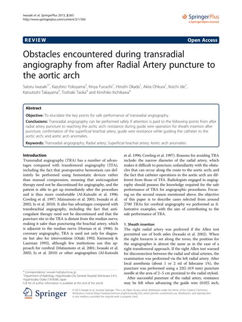 Pdf Obstacles Encountered During Transradial Angiography From After
