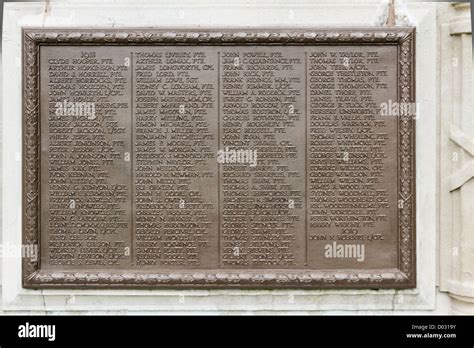 One Of The Name Plaques On The First World War Memorial To The North