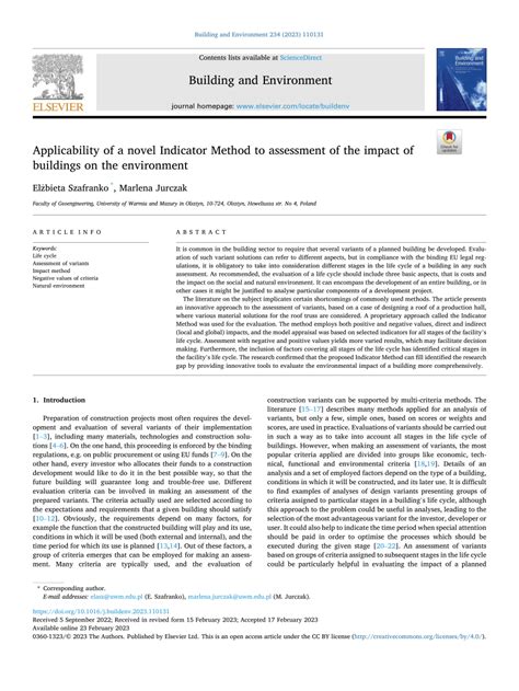 Pdf Applicability Of A Novel Indicator Method To Assessment Of The
