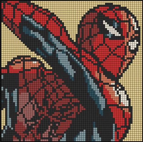 Spiderman Alpha Pattern Pixel Crochet Pixel Art Grid Pixel Art Pattern