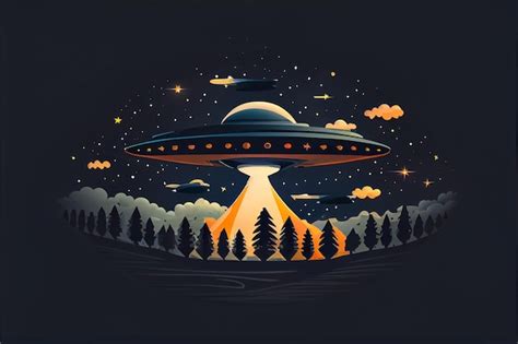 Illustration Dun Objet Volant Non Identifié Dans Le Ciel Dans Le Style