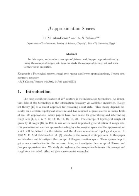 Pdf ß Approximation Spaces