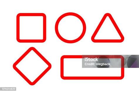 벡터 일러스트 레드 빈 기하학적 프레임 세트입니다 흰색 배경에 격리된 직사각형 정사각형 마름모 삼각형 및 원의 디자인 템플릿 0명에 대한 스톡 벡터 아트 및 기타 이미지