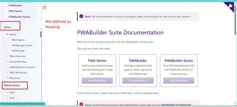 Pwa Builder Docs No Heading Is Defined On The Page · Issue 4232