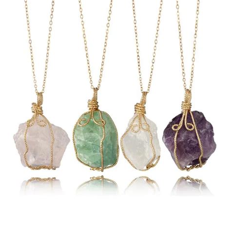 5 Style Color Handmade Irregular Wire Wrapped Pendant Necklace Women