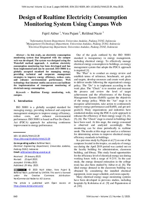 Pdf Design Of Realtime Electricity Consumption Monitoring System Using Campus Web