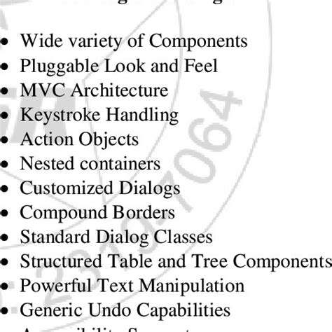 Swing Component Classes Download Table