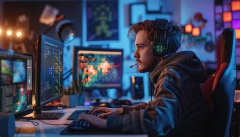 Game Developer With Ai In Techsavvy Workspace Aig Premium Ai Generated Image