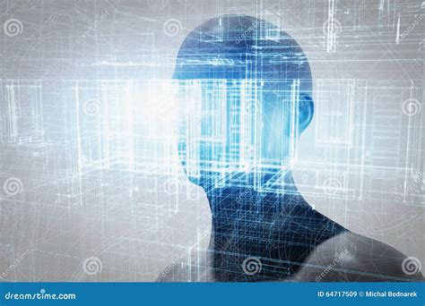 Virtual Reality Projection Future Science With Modern Technology Artificial Intelligence Stock