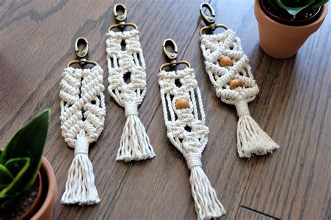 Macrame Keychain Cute Keychain Small Macrame Keychain Rope Etsy