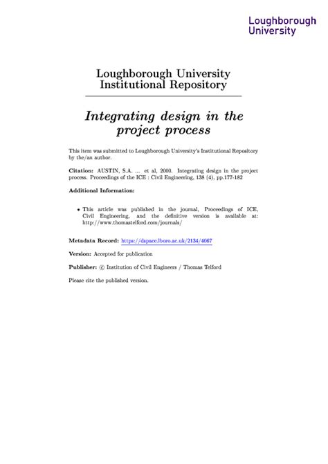 pdf integrating design in the project process