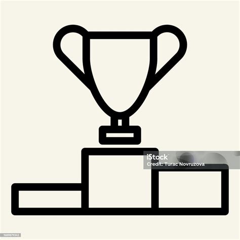 트로피 컵은 상금 연단 라인 아이콘입니다 챔피언 또는 승자는 베이지색 배경에 잔 받침대 윤곽선 스타일 픽토그램입니다 모바일 컨셉