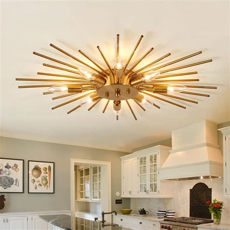 Zglaojt Semi Flush Mount 8 Light Ceiling Light Modern Metal Ceiling