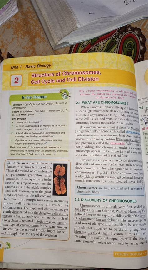 Unit 1 Basic Biology 2 Structure Of Chromosomes Cell Cycle And Cell Div