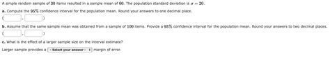 solved a simple random sample of 30 items resulted in a
