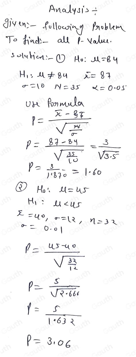 solved ii test each of the following hypotheses using the given