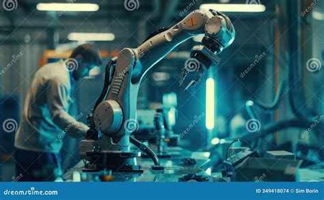 Engineers Programming And Testing Industrial Robots Stock Illustration