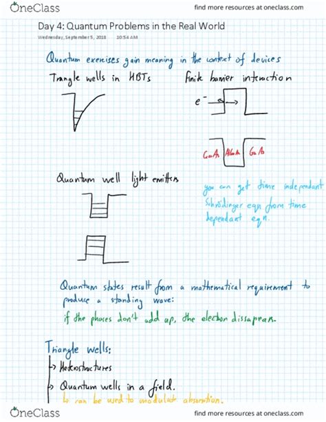 Ece 488 Lecture 4 Day 4 Quantum Problems In The Real World Oneclass