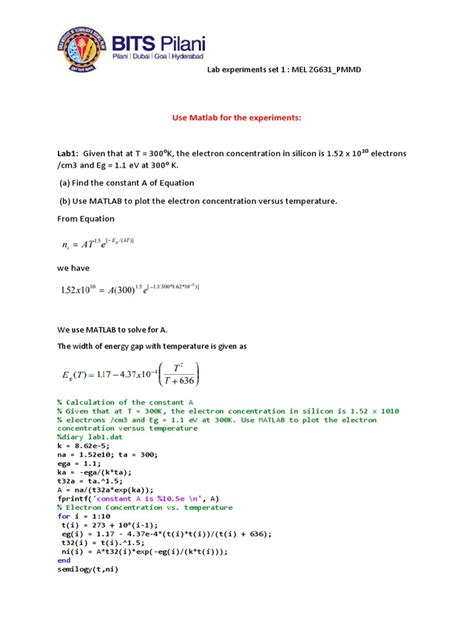 Lab Experiments Set1 Pdf Doping Semiconductor Semiconductors