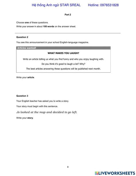 B1 Writing Worksheet Live Worksheets