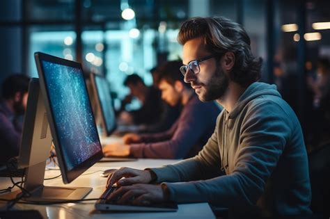 Premium Photo Pro Male Web Developer On Office Background