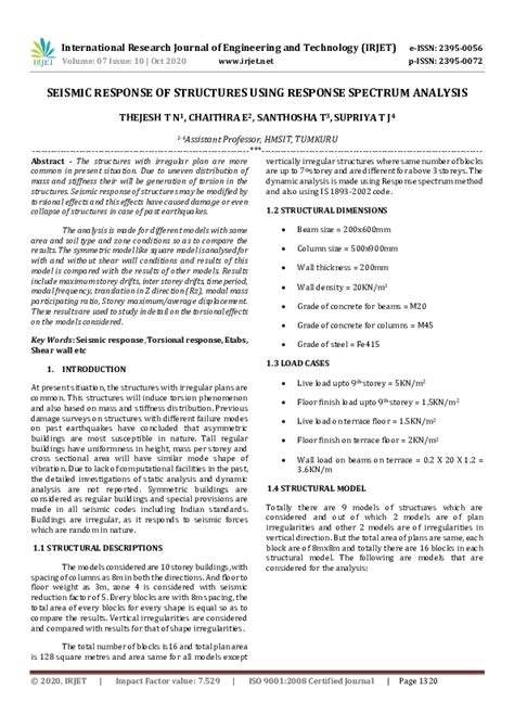 Pdf Irjet Seismic Response Of Structures Using Response Spectrum