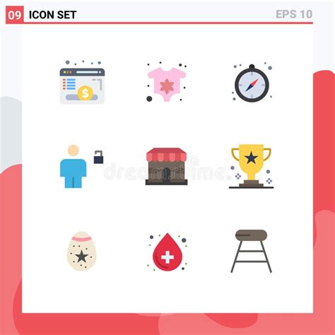 9 User Interface Flat Color Pack Of Modern Signs And Symbols Of Shopping Ecommerce Compass