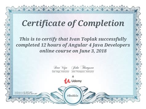 Ivan Toplak On Linkedin Completion Certificate For Angular 4 Java