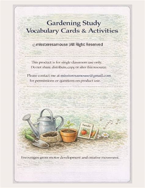 Gardening Creative Curriculum Cards By Miss Teresa Mouse Tpt
