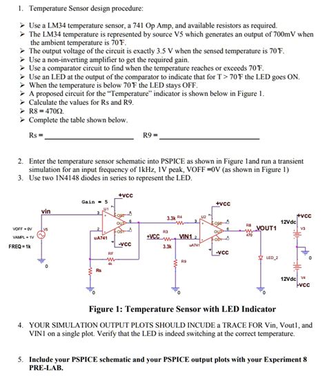 Solved Temperature Sensor Design Procedure Use An Lm34 Temperature Sensor A 741 Op Amp And
