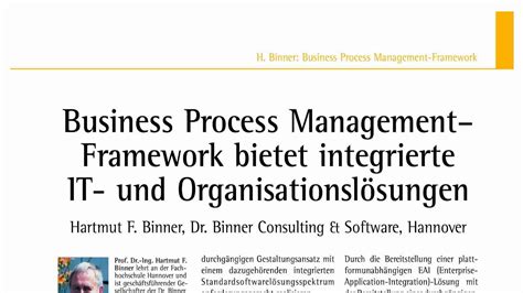 Business Process Management Framework Industry 40 Science
