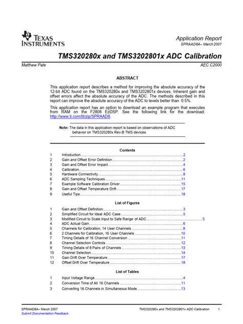 Spraad8a Tms320280x And Tms3202801x Adc Calibration Pdf Analog To