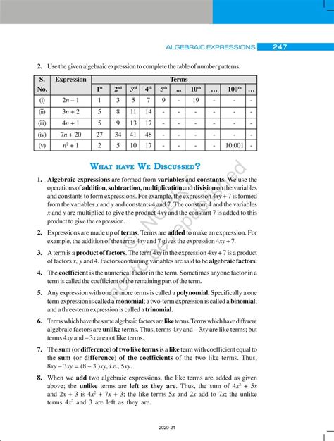 Algebraic Expressions Ncert Book Of Class 7 Mathematics