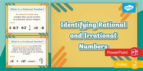 Identifying Rational And Irrational Numbers PPT G Slides