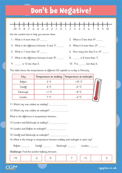 Dont Be Negative — Negative Number Problems Year 6 Cgp Plus
