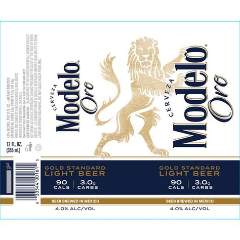 Modelo Oro Mexican Lager Import Lower Calorie Light Beer Can 12 Fl Oz