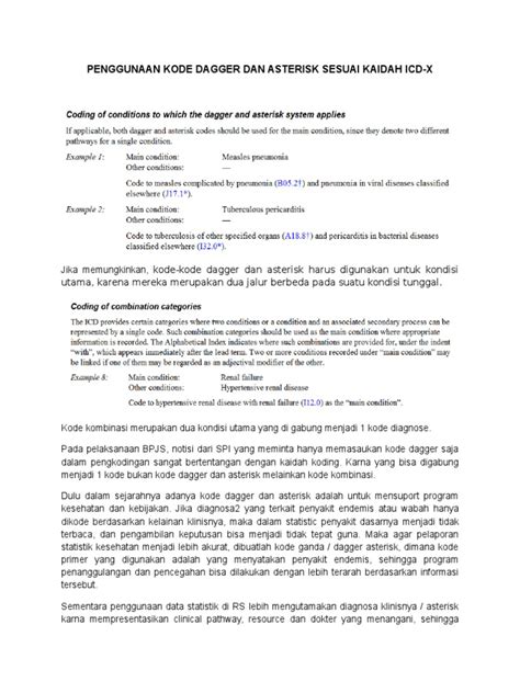 Penggunaan Kode Dagger Dan Asterisk Sesuai Kaidah Icd Pdf