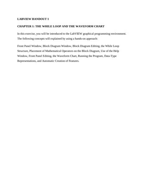 Pdf Labview Handout 1 Chapter 1 The While Loop And The Sthomaslabviewhandout01pdf