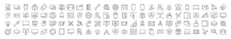 Collection Of Icons Of Programming Coding Web Design Engineering For Shops And Stores