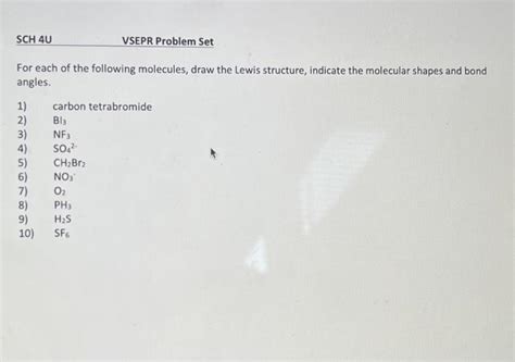 Solved For Each Of The Following Molecules Draw The Lewis