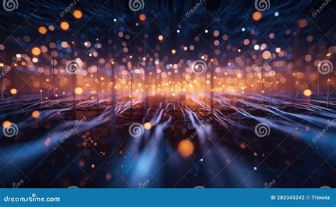 Abstract Technology Background With Fiber Optic Network Connections Stock Illustration