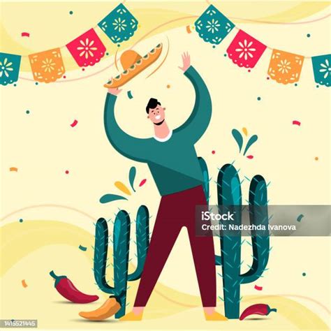 멕시코 독립 기념일을위한 플랫 일러스트 레이 션 벡터 일러스트 레이 션 Bahia Independence Day에 대한 스톡